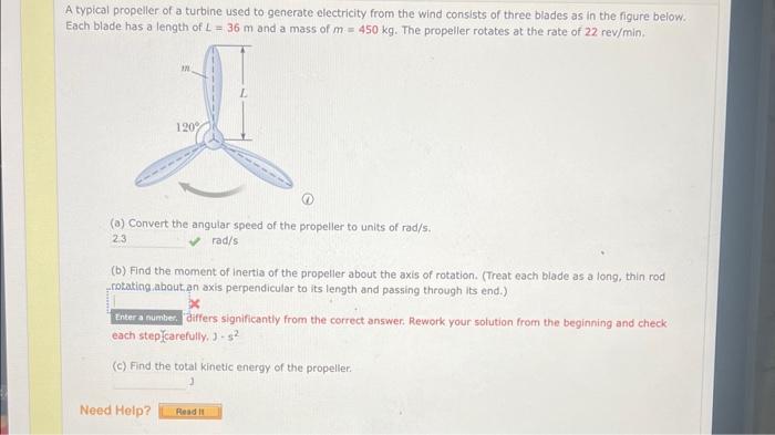 Solved A typical propeller of a turbine used to generate | Chegg.com