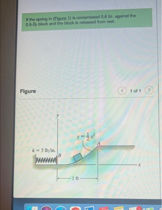 Solved If the spring in (Figure 1) is compressed 2.6 in. | Chegg.com