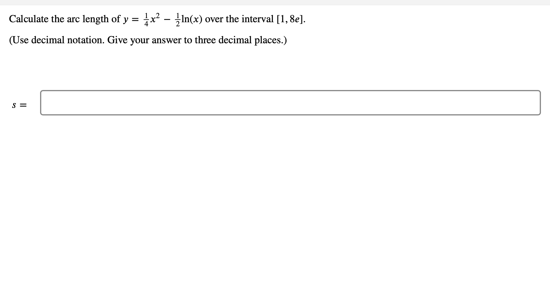 Solved Calculate the arc length of y=14x2-12ln(x) ﻿over the | Chegg.com