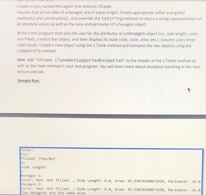 Solved public abstract class Shape W/attributes private | Chegg.com