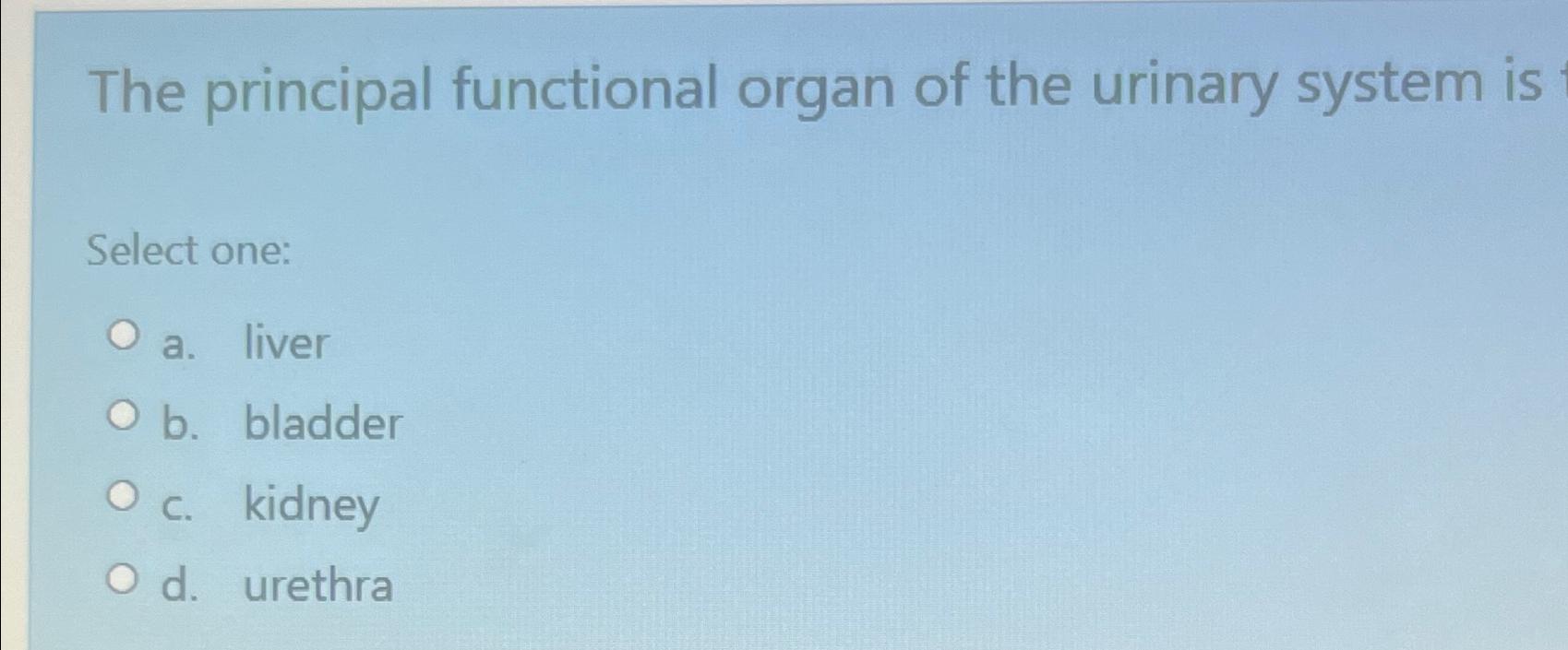 Solved The principal functional organ of the urinary system | Chegg.com