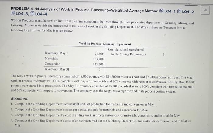 Solved PROBLEM 4-14 Analysis of Work in Process | Chegg.com