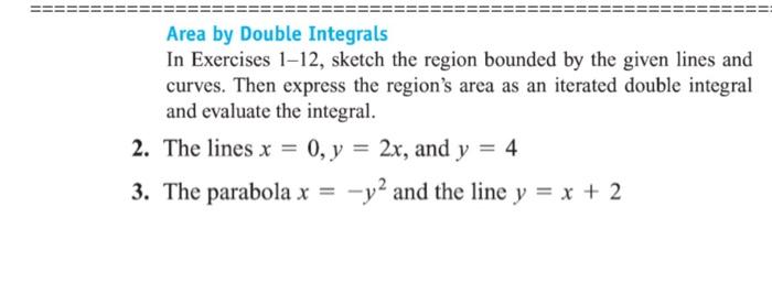 Solved Area by Double Integrals In Exercises 1-12, sketch | Chegg.com