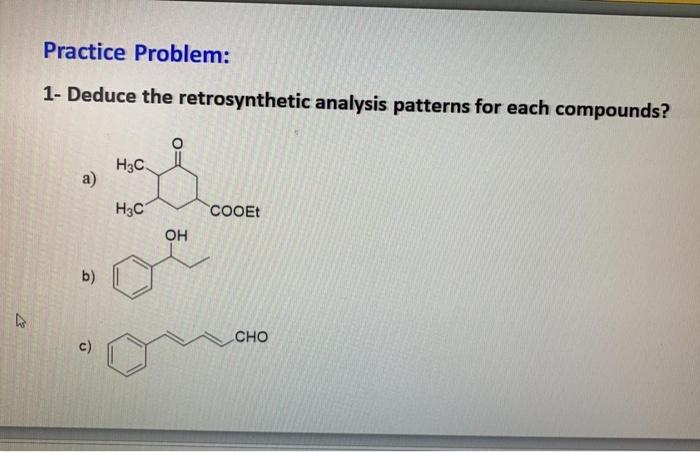 Solved Practice Problem: 1- Deduce the retrosynthetic | Chegg.com