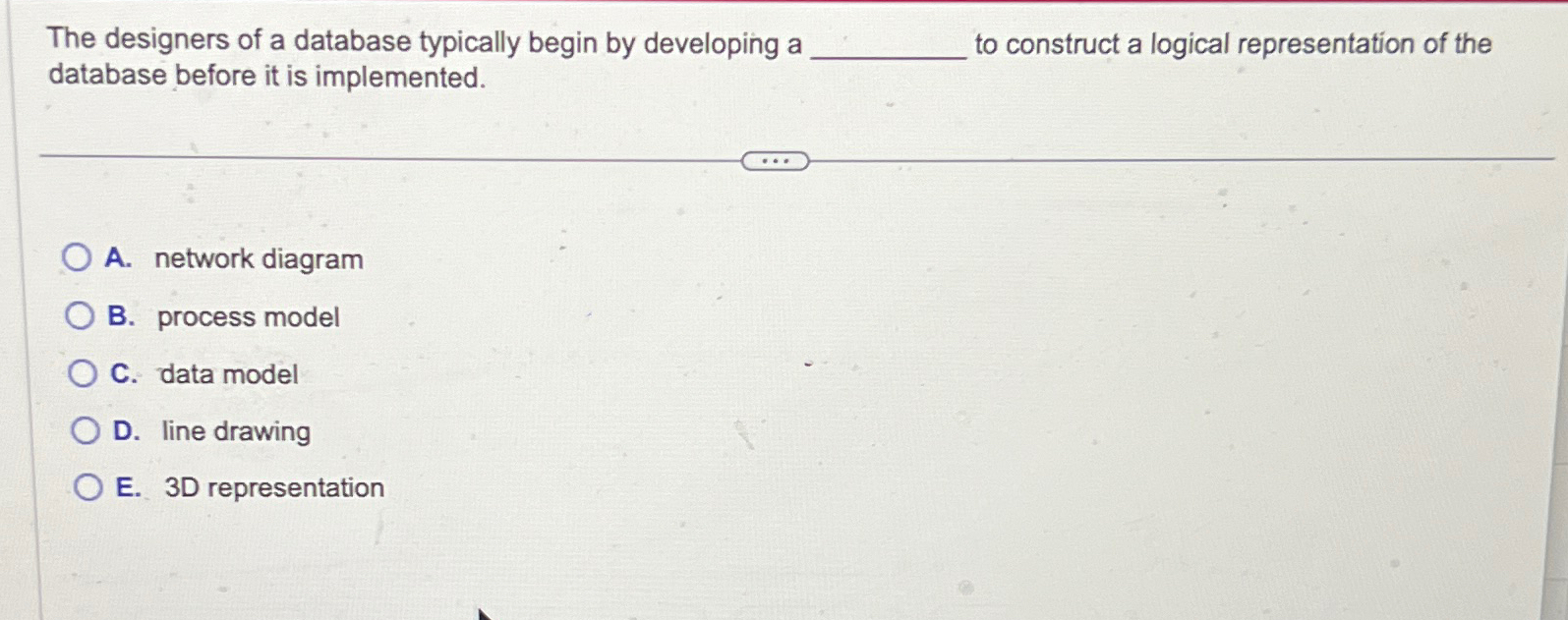Solved The designers of a database typically begin by | Chegg.com