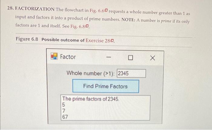 Solved 28. FACTORIZATION The flowchart in Fig. 6.6 | Chegg.com