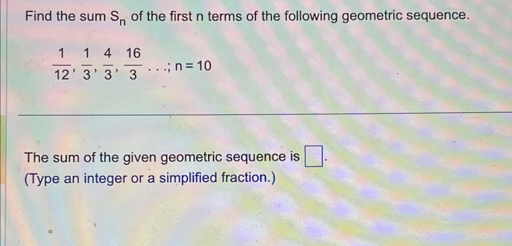 Solved Find the sum Sn ﻿of the first n ﻿terms of the | Chegg.com