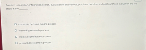 Solved Problem recognition, information search, evalustion | Chegg.com