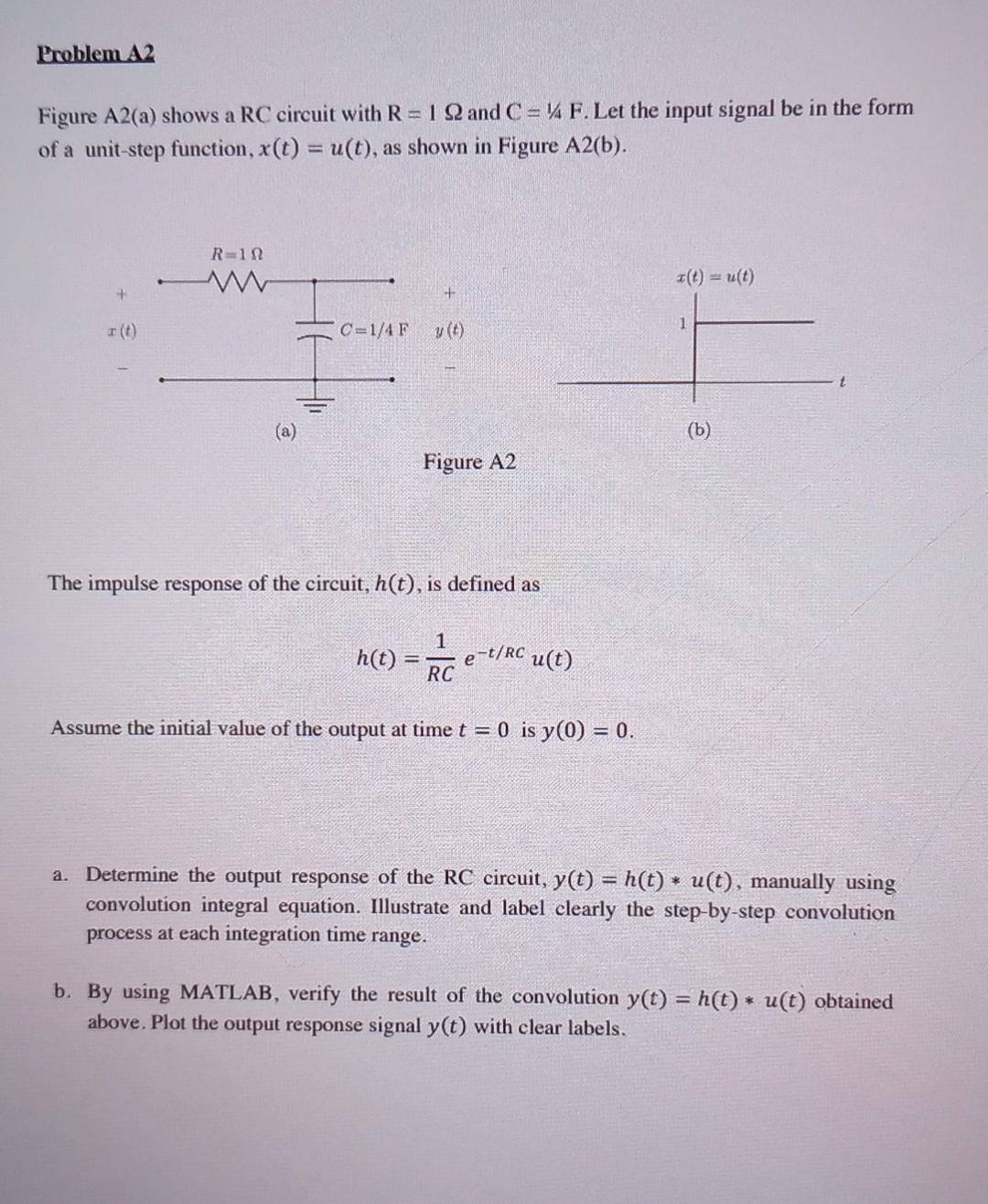 Solved Figure A2 (a) shows a RC circuit with R=1Ω and C=1/4 | Chegg.com