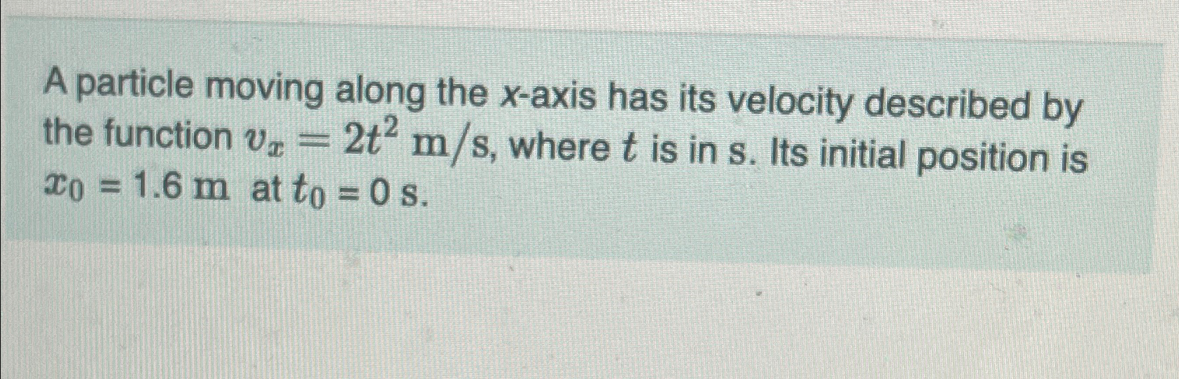 Solved A particle moving along the x-axis has its velocity | Chegg.com