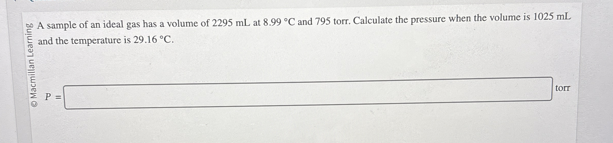 Solved ?∞A sample of an ideal gas has a volume of 2295 ﻿mL | Chegg.com