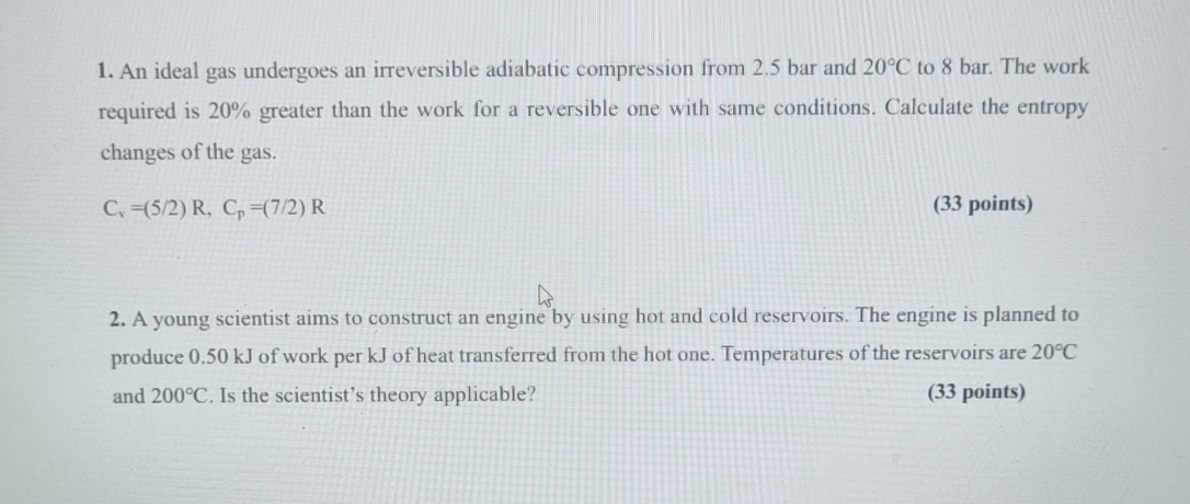 Solved An ideal gas undergoes an irreversible adiabatic | Chegg.com