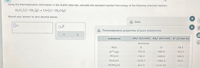 Solved Al2O3( s)+3H2( g)→2Al(s)+3H2O(g) Round your answer to | Chegg.com