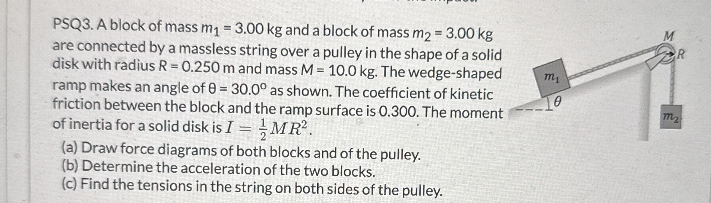 Solved A block of mass m1=3.00kg ﻿and a block of mass | Chegg.com