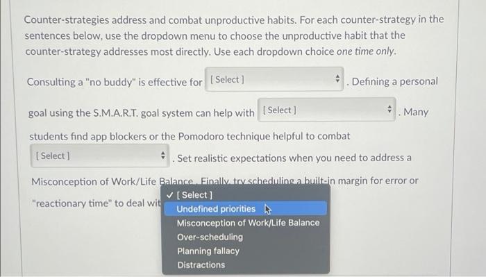 Counter-strategies address and combat unproductive | Chegg.com