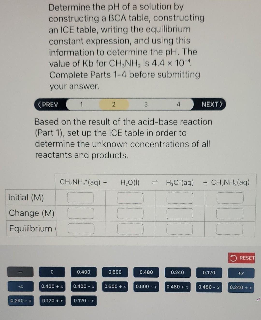 Solved Determine the pH of a solution by constructing a BCA | Chegg.com