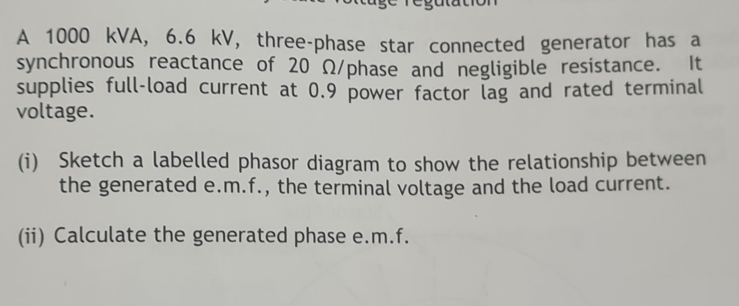 Solved A 1000 ﻿kVA, 6.6 ﻿kV , ﻿three-phase star connected | Chegg.com