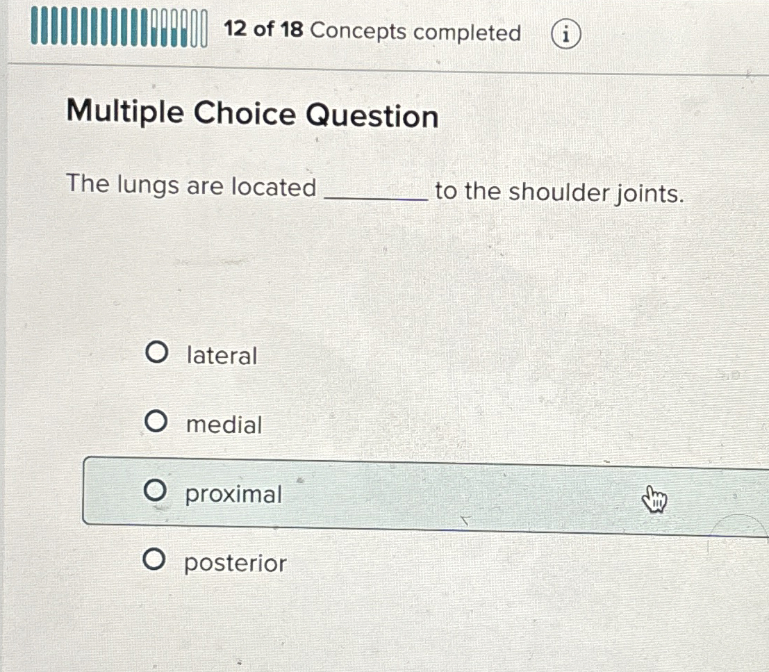 Solved 12 ﻿of 18 ﻿Concepts completed(i)Multiple Choice | Chegg.com
