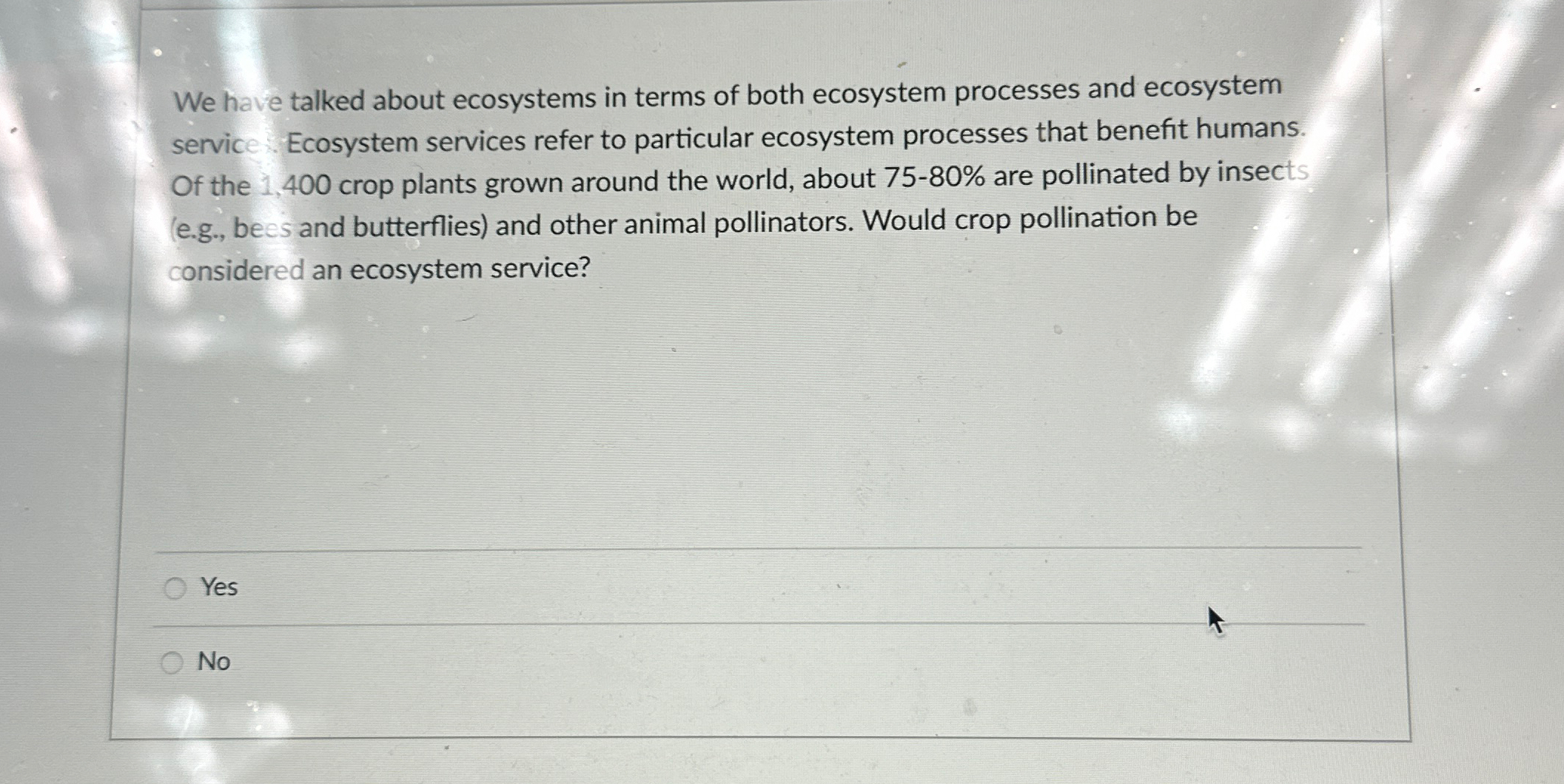 Solved We have talked about ecosystems in terms of both | Chegg.com