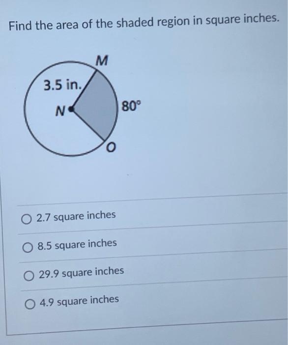 Solved Find the area of the shaded region in square inches. | Chegg.com