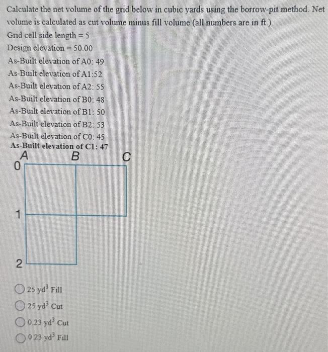 Solved Calculate the net volume of the grid below in cubic | Chegg.com