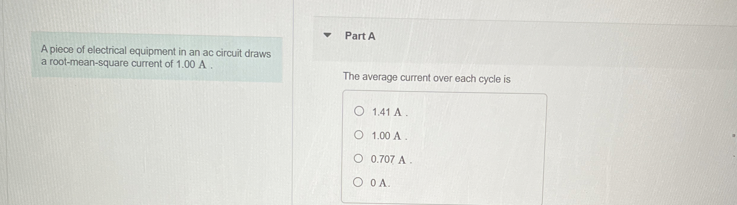Solved A piece of electrical equipment in an ac circuit | Chegg.com