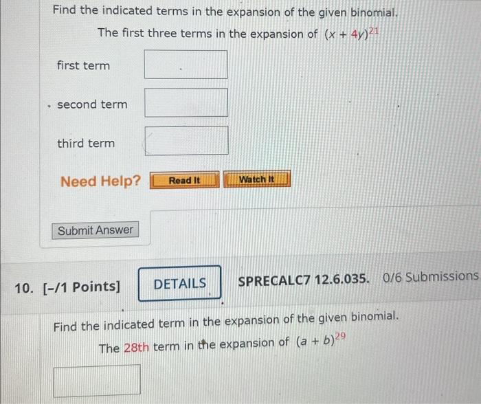 Solved first term - second term third term Need Help? [−/1 | Chegg.com