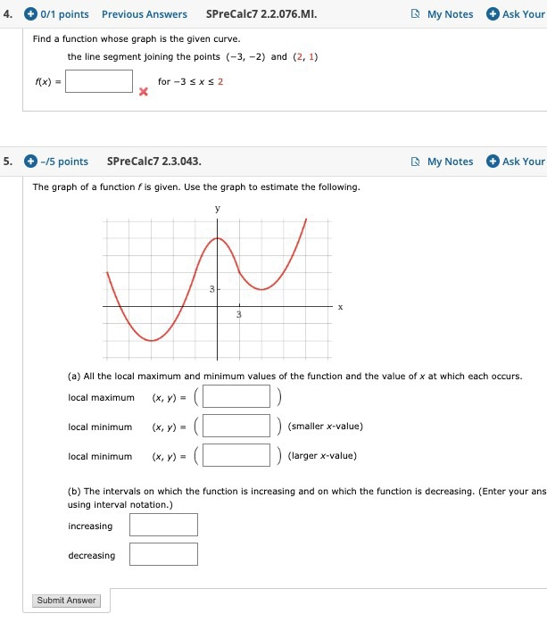 Solved 4. 0/1 points Previous Answers SPreCalc7 2.2.076.MI. | Chegg.com