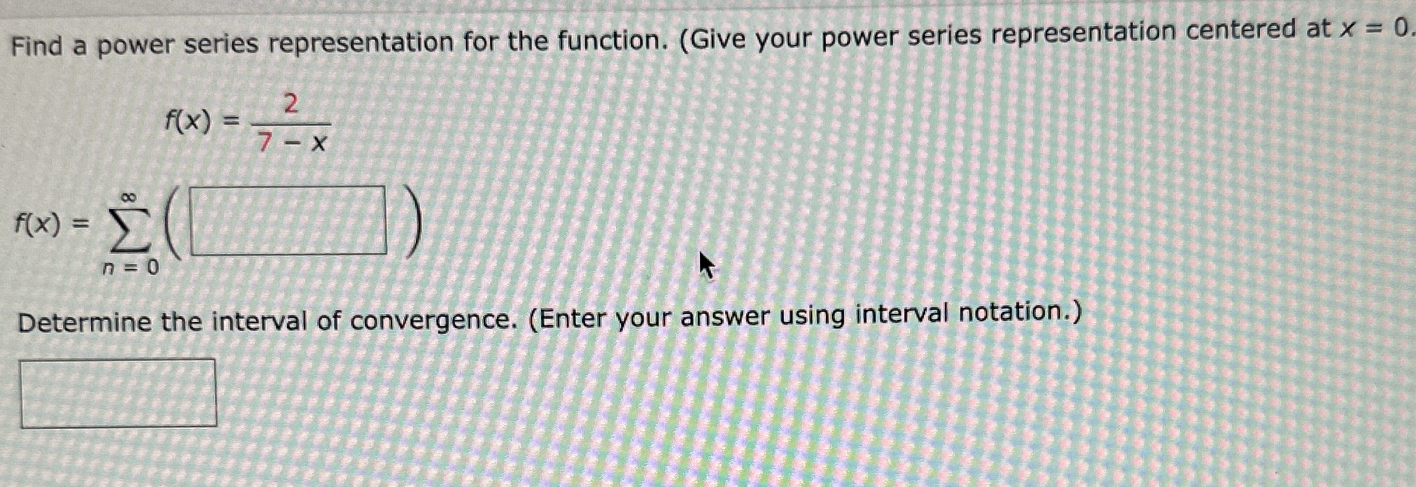 Solved by an EXPERT Find a power series representation for the function. | Chegg.com