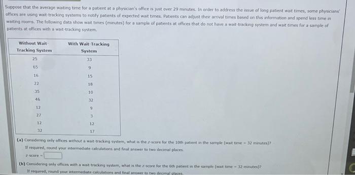 Solved Suppose that the average waiting time for a patient | Chegg.com