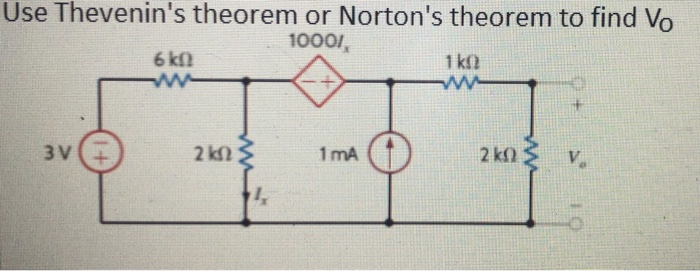 Solved Use Thevenin's theorem or Norton's theorem to find Vo | Chegg.com