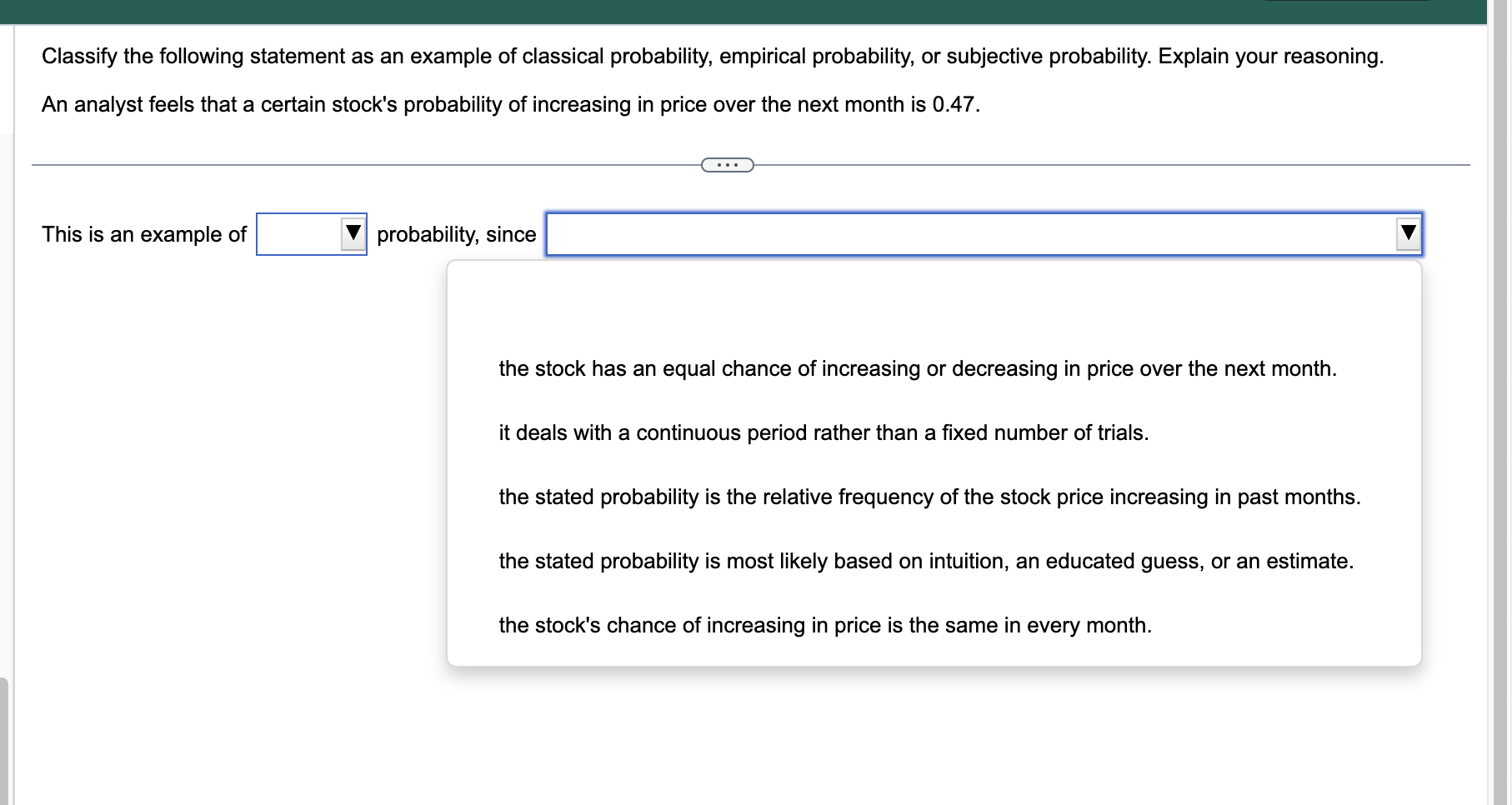 Solved Classify the following statement as an example of | Chegg.com