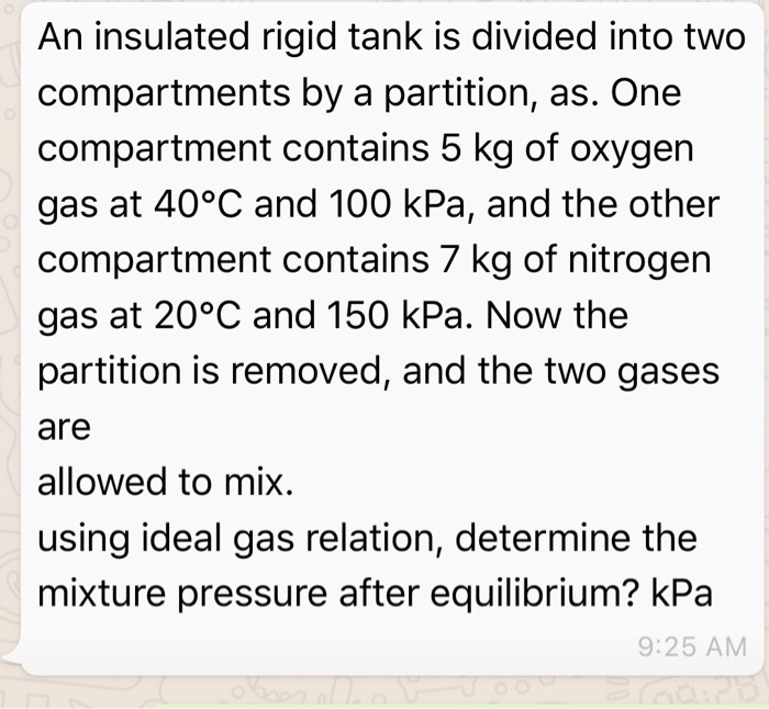Solved An insulated rigid tank is divided into two | Chegg.com