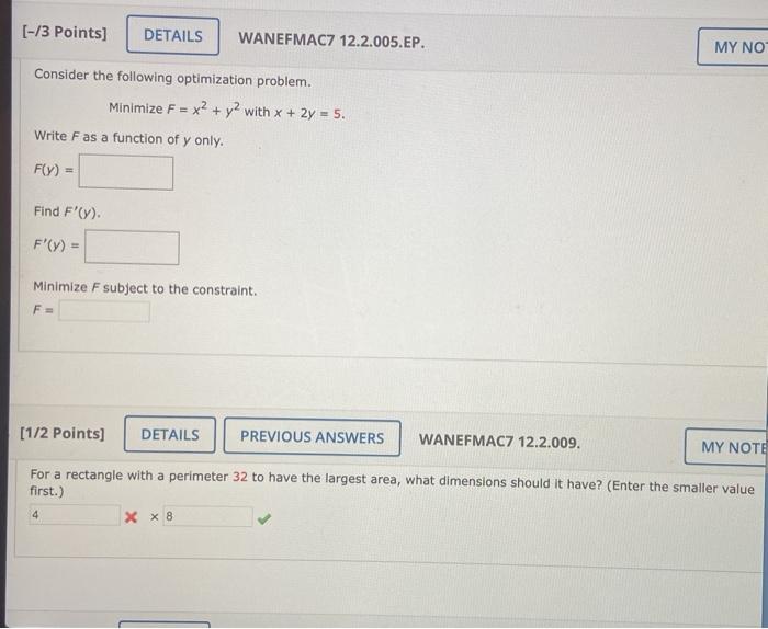 Solved [-/3 Points] DETAILS WANEFMAC7 12.2.005.EP. MY NO | Chegg.com