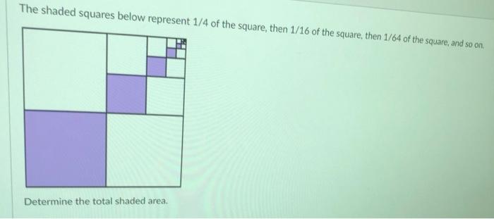 Solved The shaded squares below represent 1/4 of the square, | Chegg.com