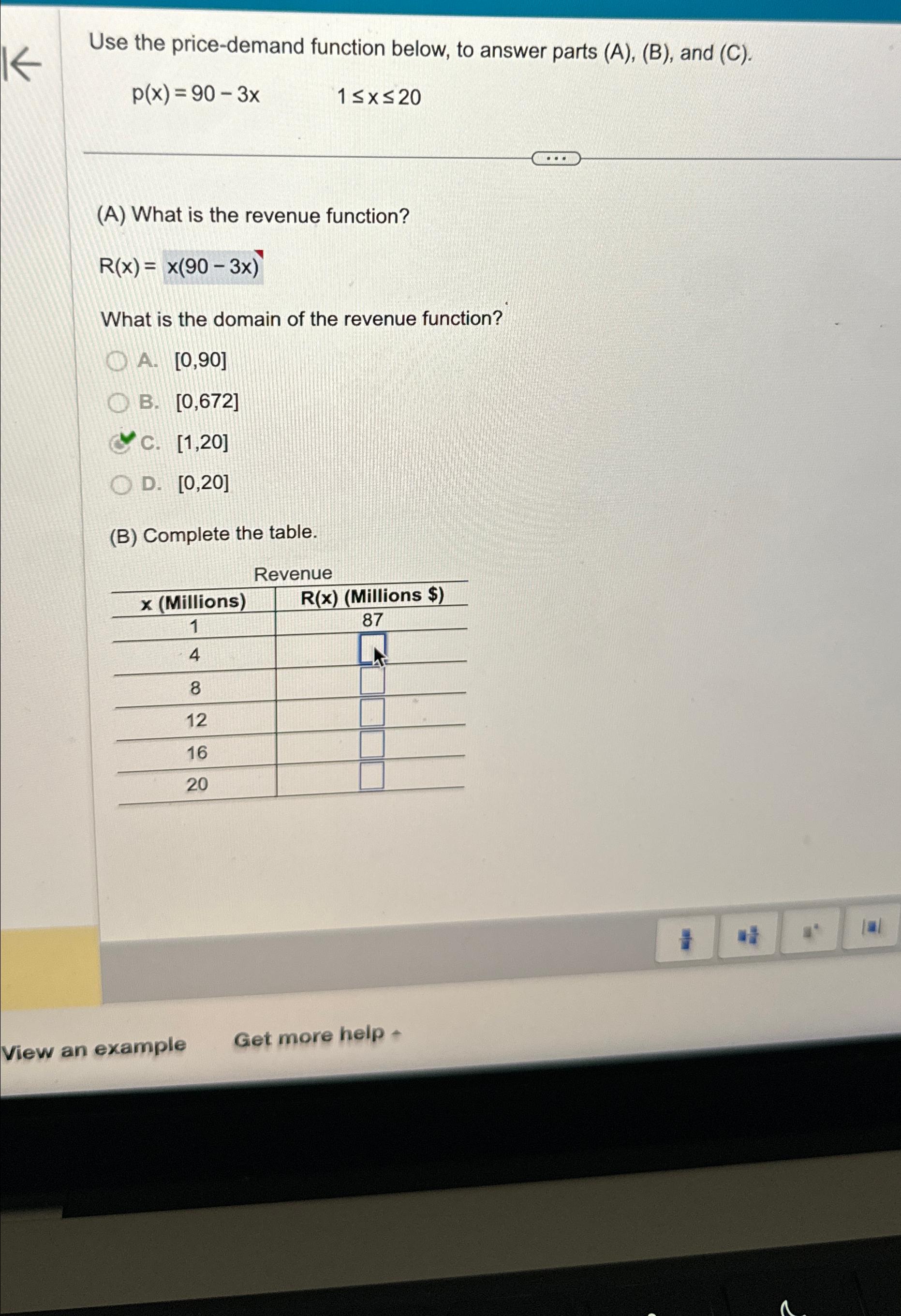 Solved Use the price-demand function below, to answer parts | Chegg.com