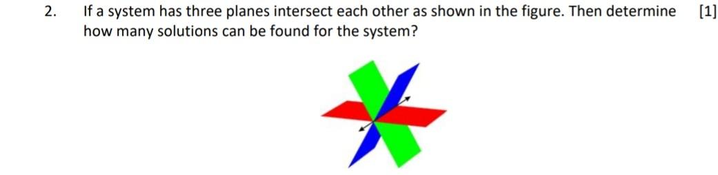 Solved 2. [1] If a system has three planes intersect each | Chegg.com