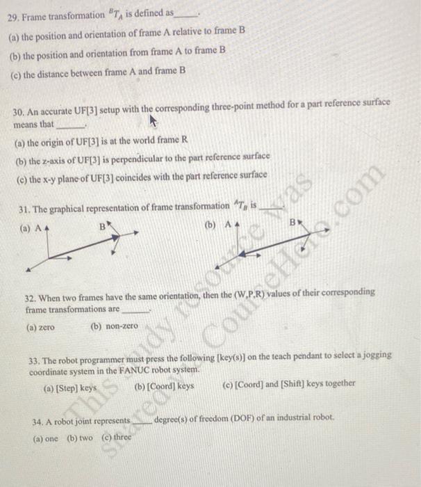 29. Frame transformation is defined as (a) the | Chegg.com