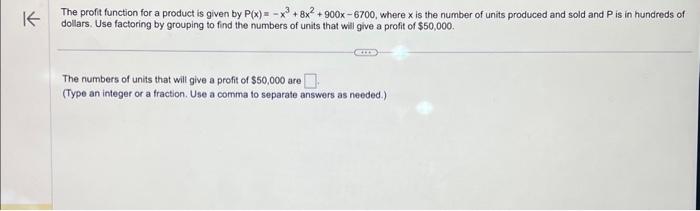Solved The profit function for a product is given by | Chegg.com