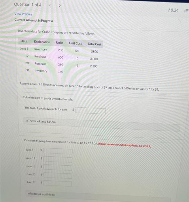 Solved View Policies Current Attempt in Progress Inventory | Chegg.com