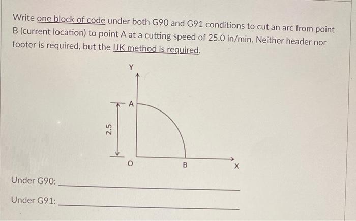 Solved Write one block of code under both G90 and G91 | Chegg.com