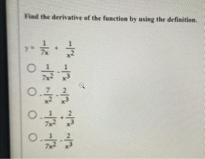 Solved Find the derivative of the function by using the | Chegg.com