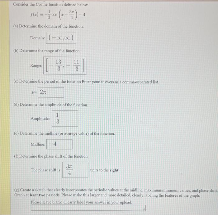 Solved Consider the Cosine function defined below. | Chegg.com