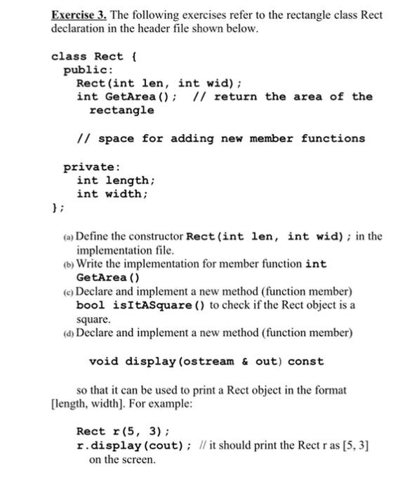 Solved Exercise 3. The following exercises refer to the | Chegg.com