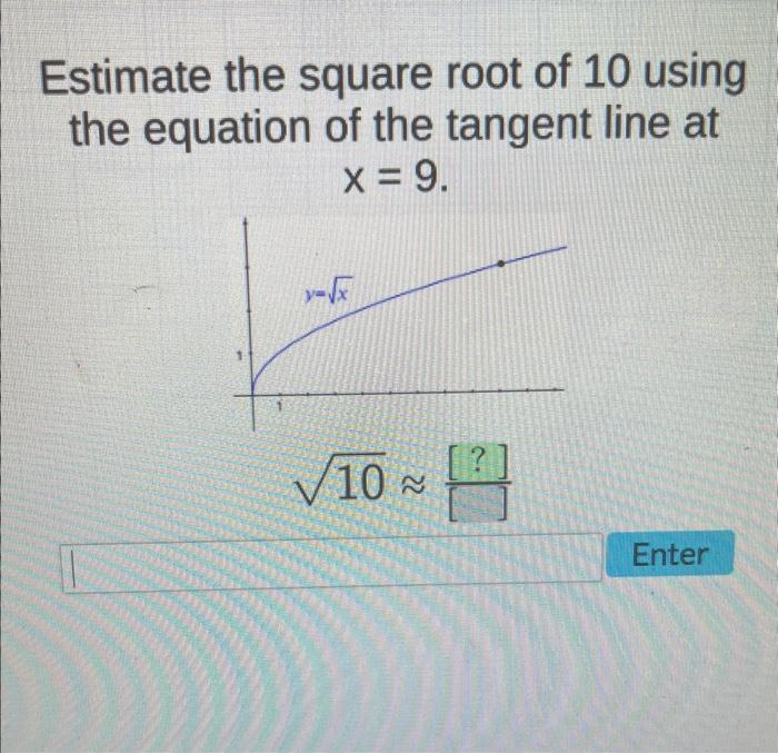 Solved Estimate the square root of 10 using the equation of | Chegg.com