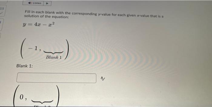 Solved Fill in each blank with the corresponding y value for | Chegg.com