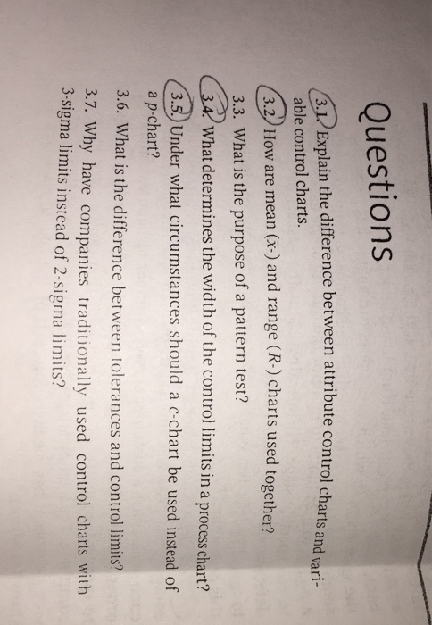 Solved Questions een attribute control charts and vari- 3.1. | Chegg.com