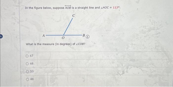 Solved In the figure below, suppose AOB is a straight line | Chegg.com
