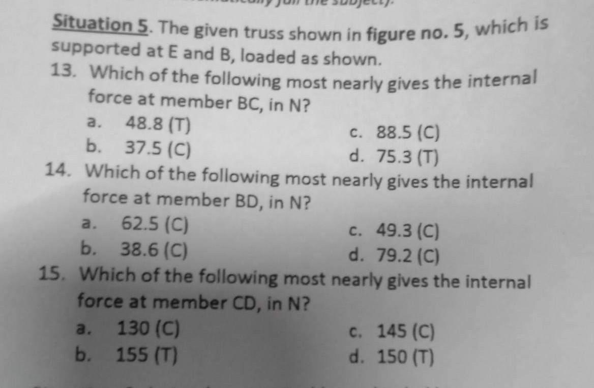 Solved Figure No 5situation 5 The Given Truss Shown In