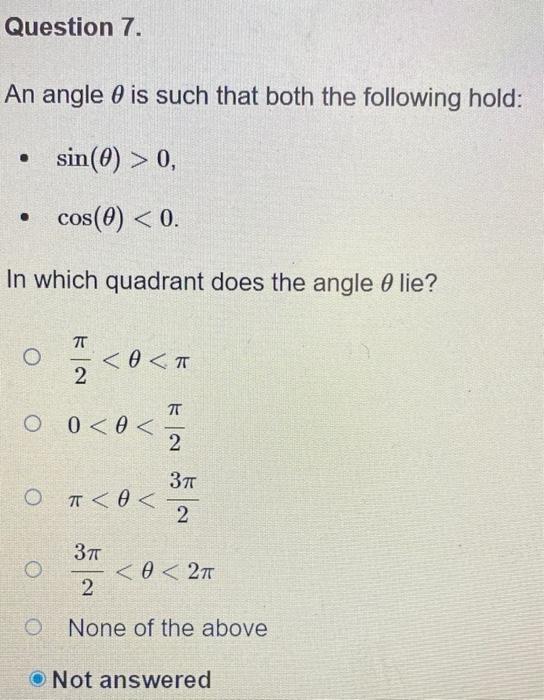 Solved Question 7. An angle 0 is such that both the | Chegg.com